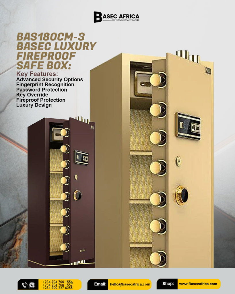 🔐 BAS180CM-3 BASEC Luxury Fireproof Safe Box – Basec Africa